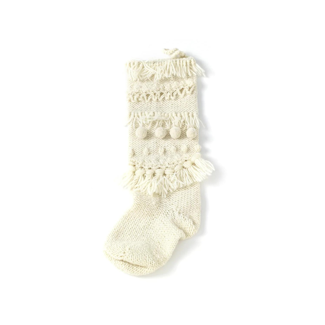 Pom Knit Stocking – Pink Antlers