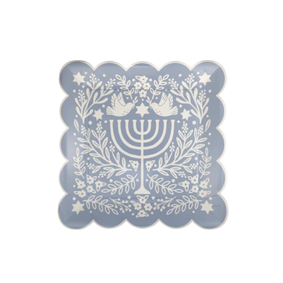 Floral Menorah Plate – Pink Antlers