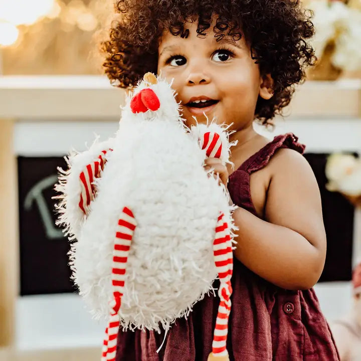 Clucky the Chicken Plush – Pink Antlers