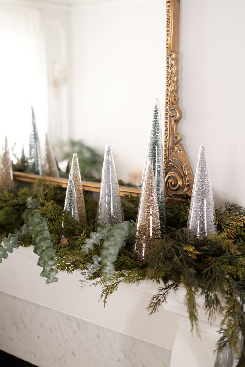 Clear Glass Silver Glitter Tree – Pink Antlers