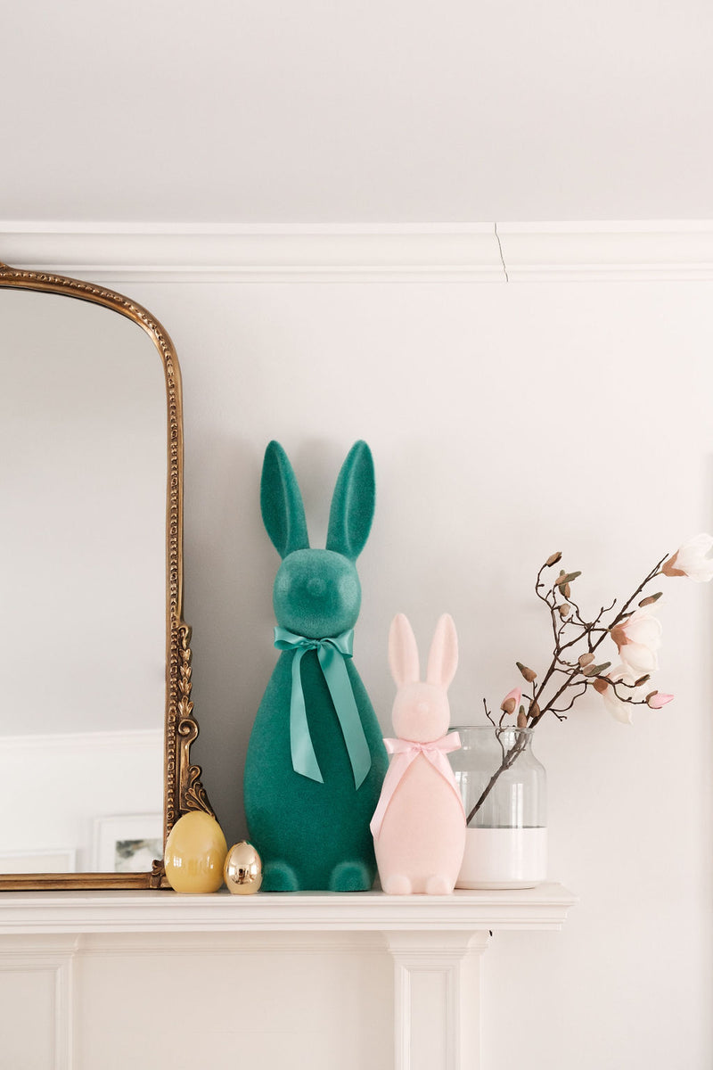 Large Flocked Bunny – Pink Antlers