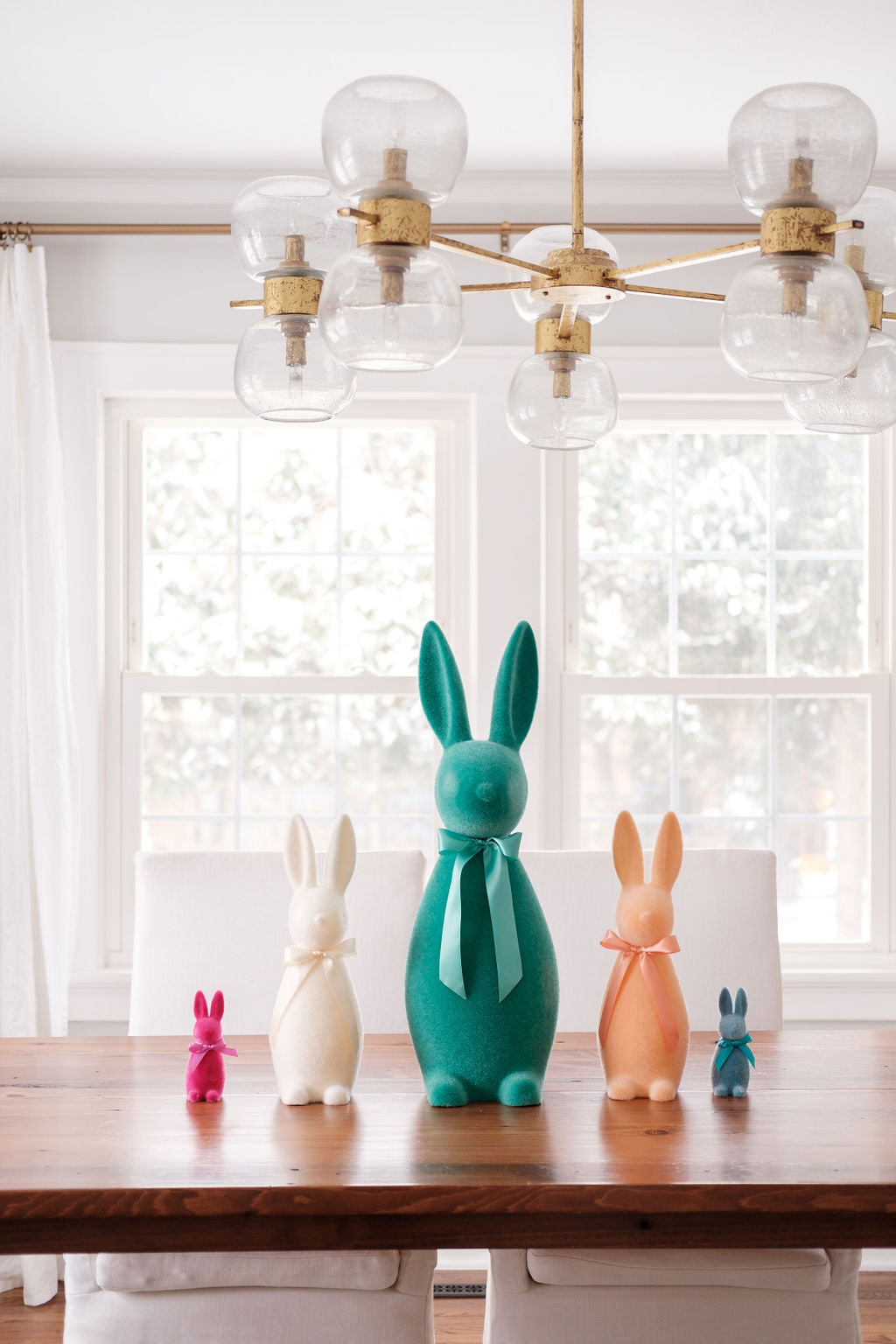 Large Flocked Bunny – Pink Antlers