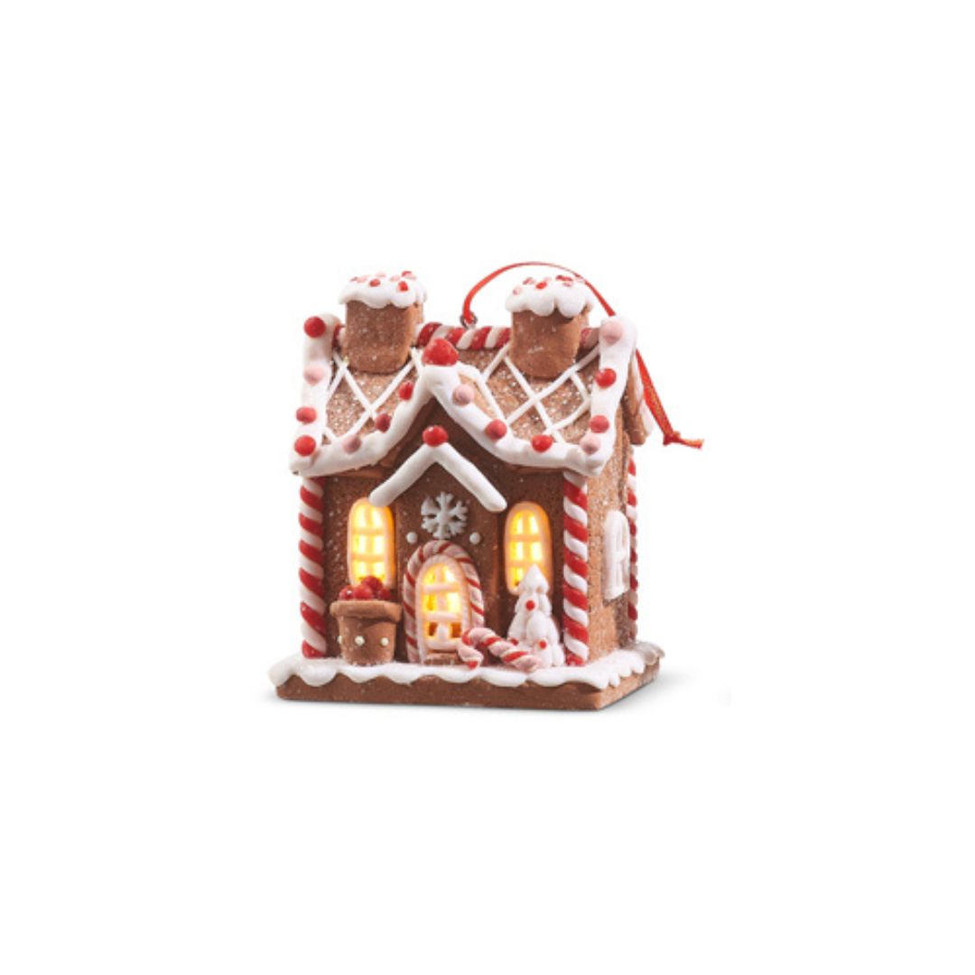 5" Red Lighted Gingerbread Ornament – Pink Antlers